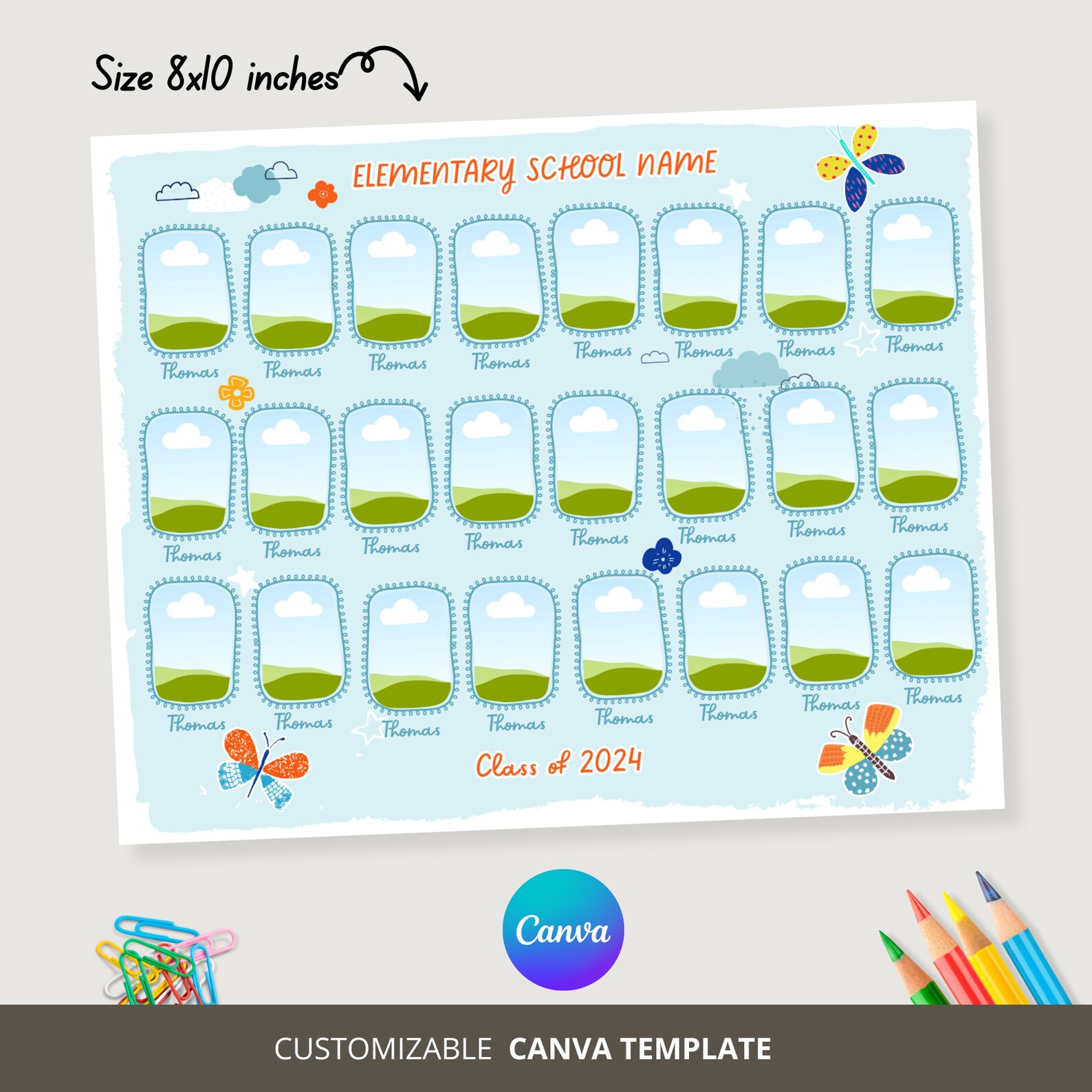 School Class Composite Template for CANVA, Photo Collage Class ...