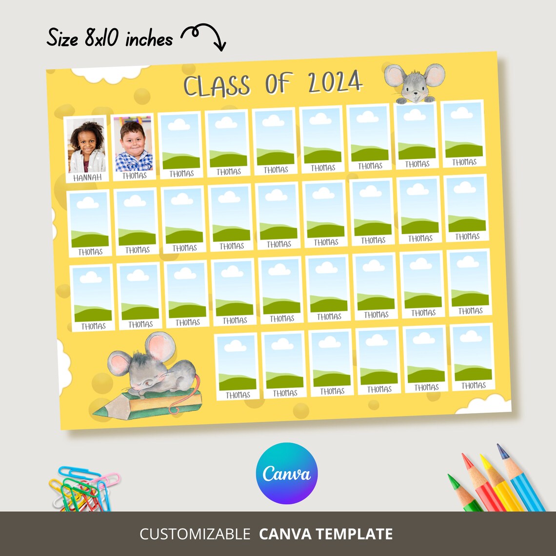 Pre-school Class Composite Template for CANVA, Photo Collage Class ...