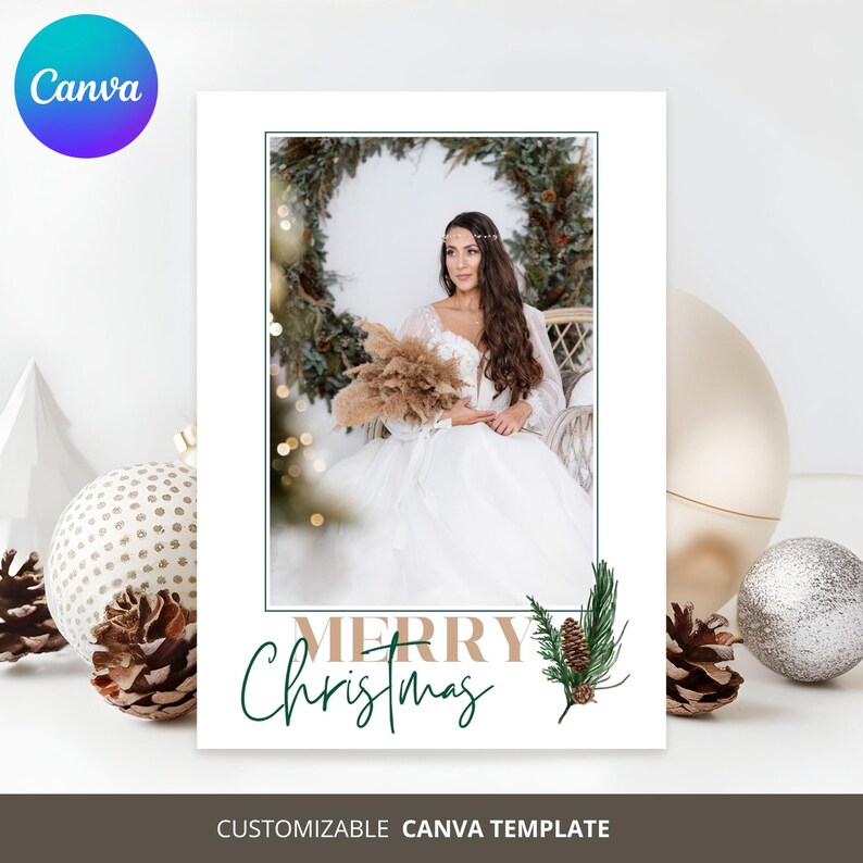 Christmas Card Canva Template, Holiday Card Canva Template, Christmas ...