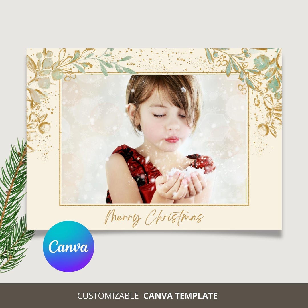 Christmas Card Printable Canva Template Holiday Card Template Canva ...