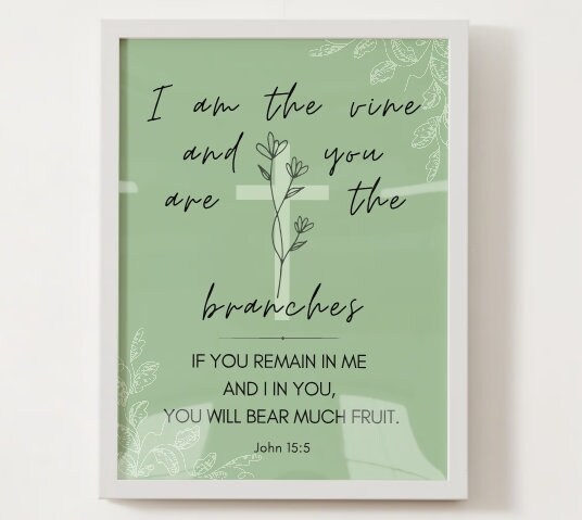 Green Five Pack Bible Verse Wall Art DIGITAL Poster Floral Christian ...