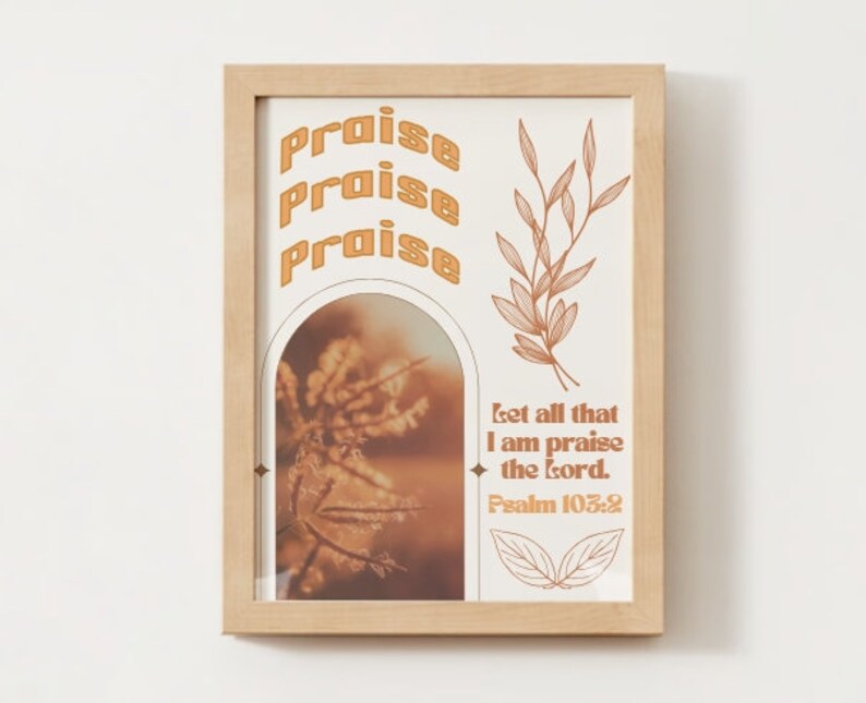Praise Pack Digital Poster 6 Pack Christian Art Bible Verse Wall Art ...