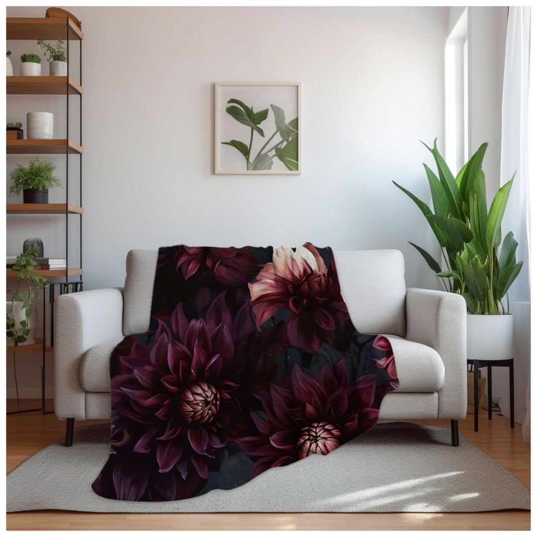 Dark Romance Black Dahlia Velveteen, or Sherpa Blanket - 50