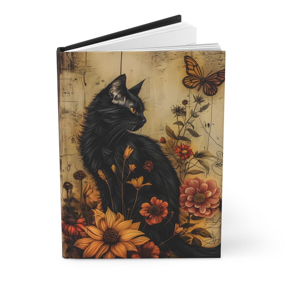 A Feline's Flourish Journal, Black Cat Hardcover Manifesting Diary ...