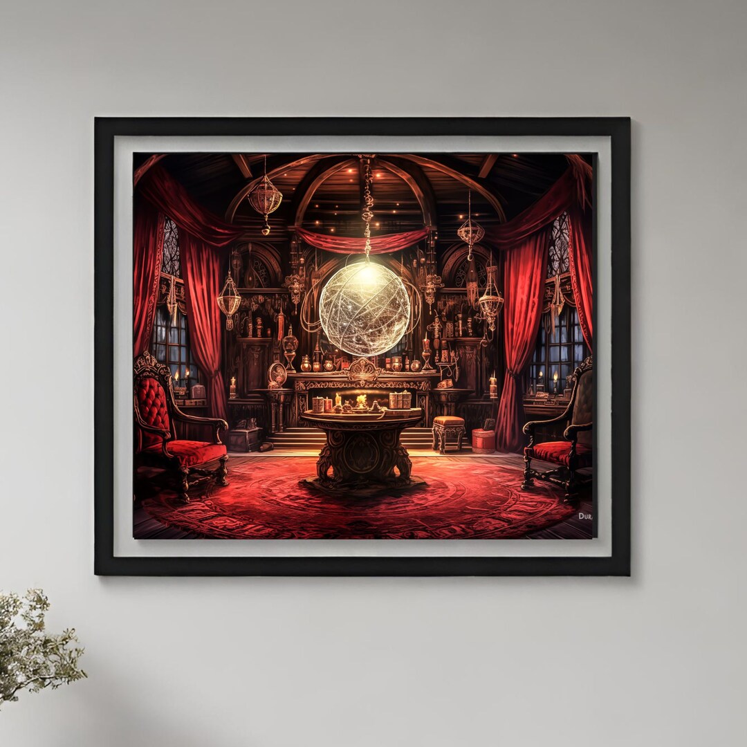 The Crystal Ball Hidden Chamber Satin Art Print: Occult Art, Wiccan ...