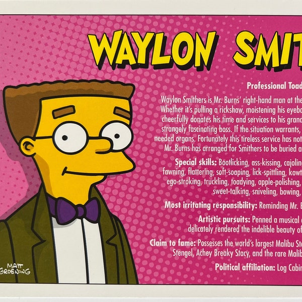 Simpsons Waylon Smithers - Etsy