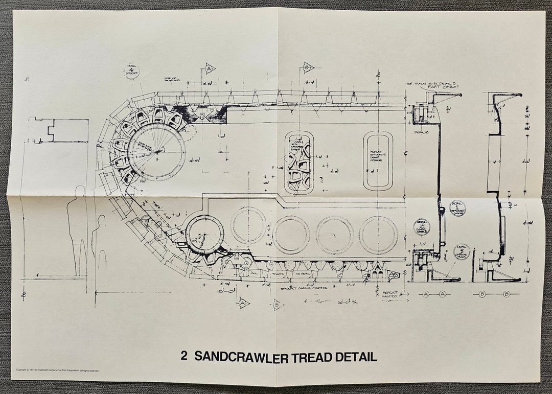Star Wars Sandcrawler Thread Detail 1977 Vintage Blueprint - Etsy
