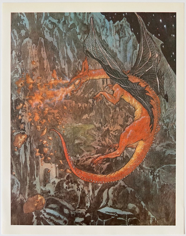 Tolkien Smaug the Fire Breathing Dragon Lord of the Rings - Etsy