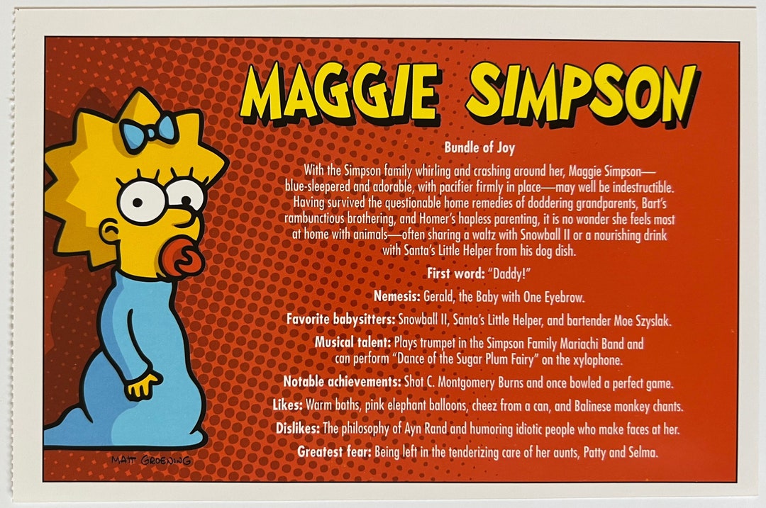 The Simpsons Maggie Simpson Postcard - Etsy