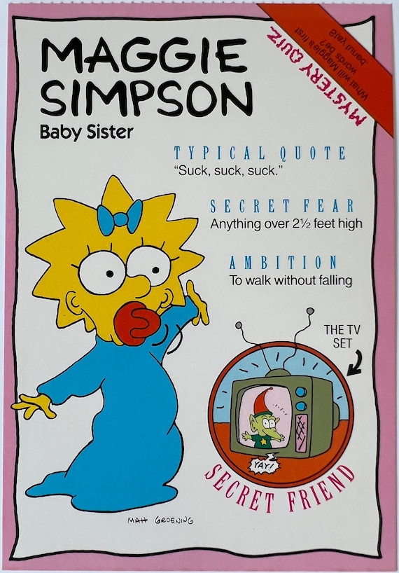 The Simpsons Maggie Simpson 1990 Vintage Postcard - Etsy