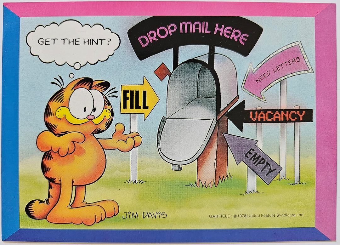 Garfield Cat Mailbox Get the Hint 1978 Vintage Postcard - Etsy