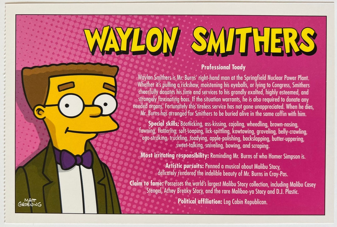 The Simpsons Waylon Smithers Postcard - Etsy