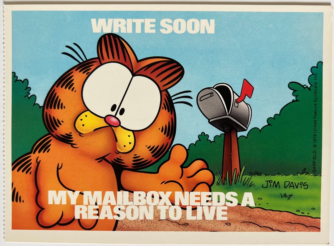 Garfield Cat Write Soon 1989 Vintage Postcard - Etsy