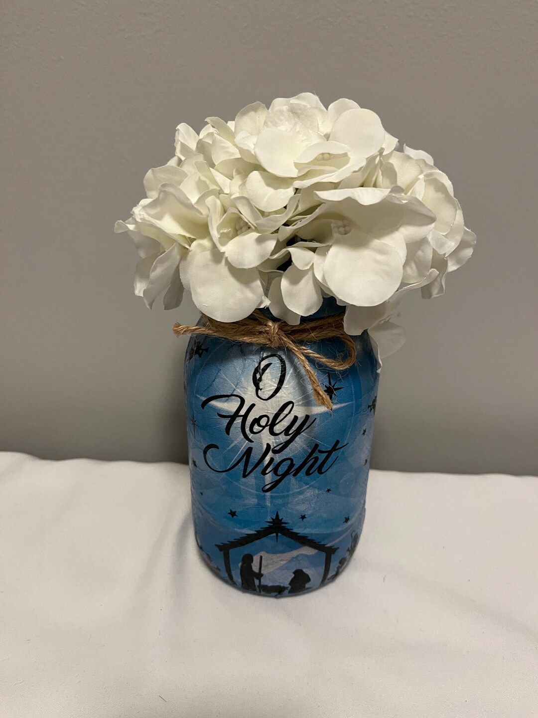 O Holy Night Decoupage Mason Jar Vase: Christmas Religious Decor - Etsy