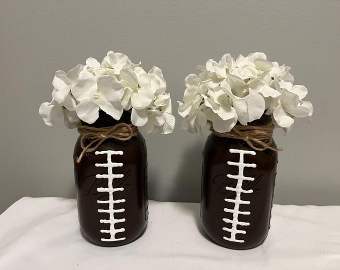 Football Mason Jar Custom Team Decor for Football Party Tailgate ...