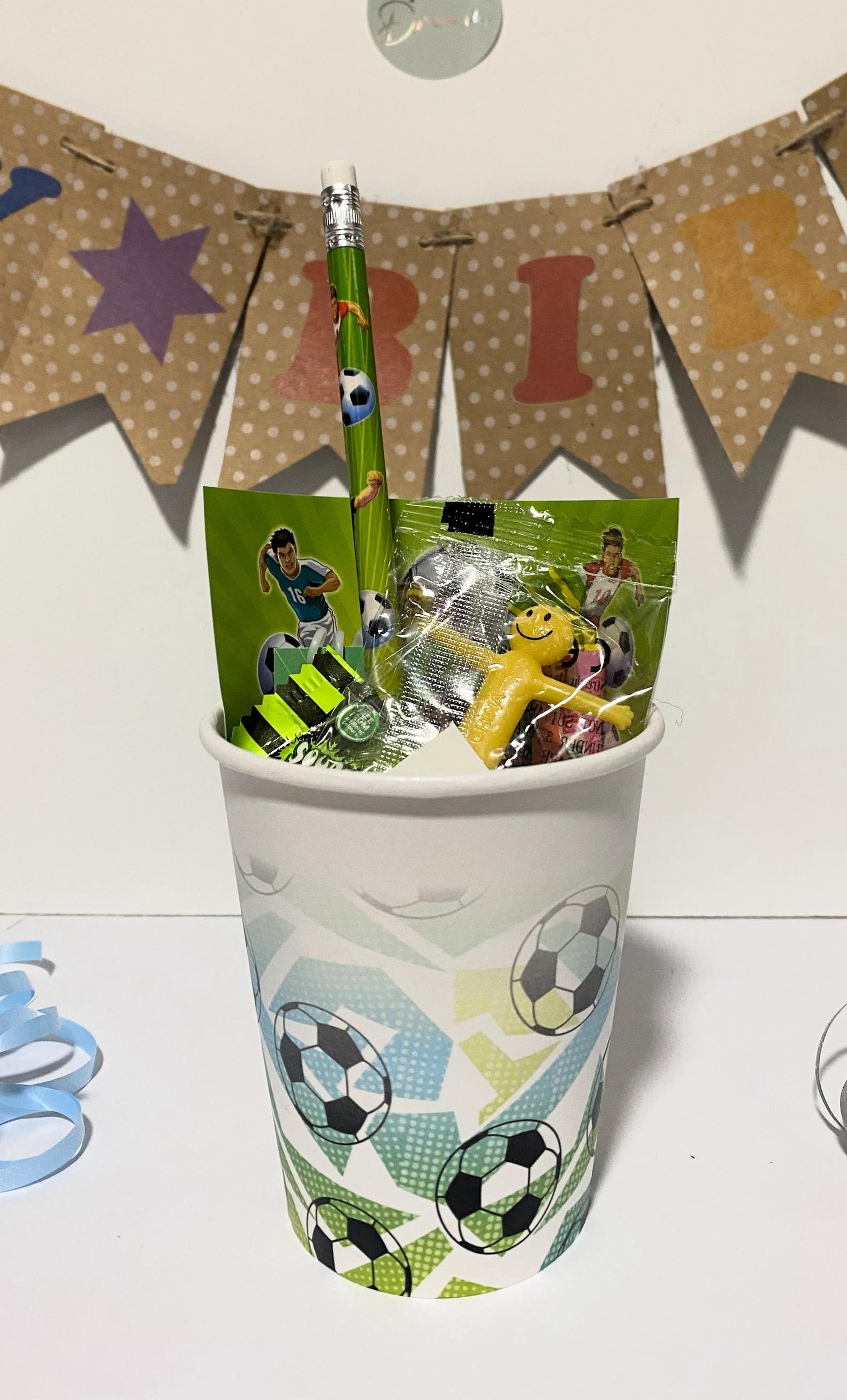 Football Prefilled Paper Party Cup - a Great Alternative to Party Bags ...