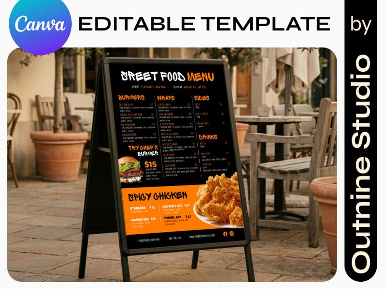 Restaurant Menu Poster Canva Template – Modern Food Menu Design ...