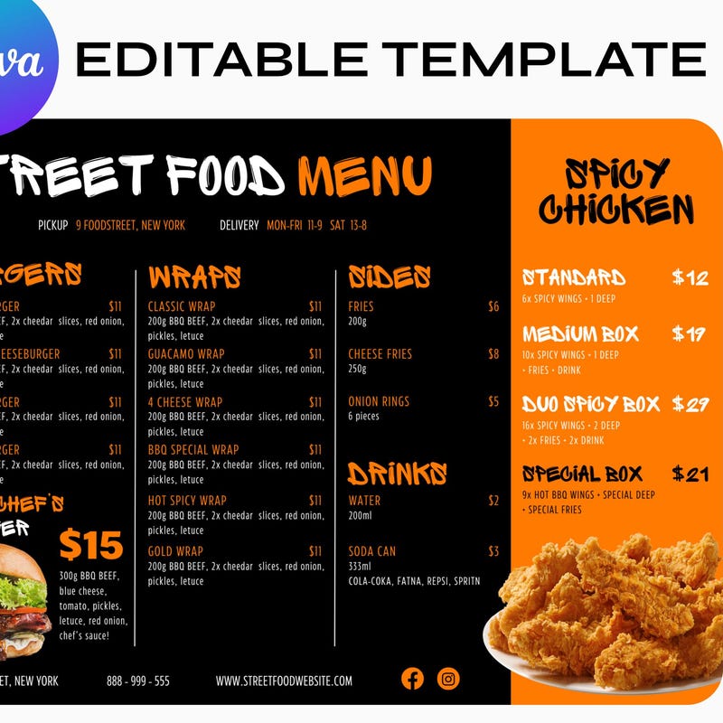 Food Menu Bar and Grill - Etsy