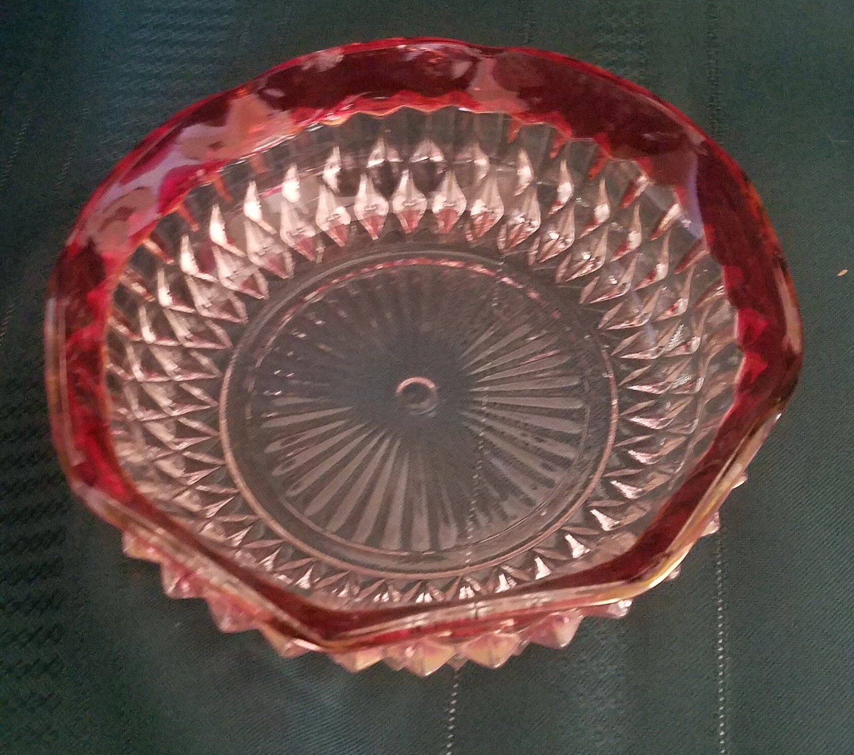 Vintage Indiana Glass Diamond Point Ruby Red Flash Candy Dish - Etsy