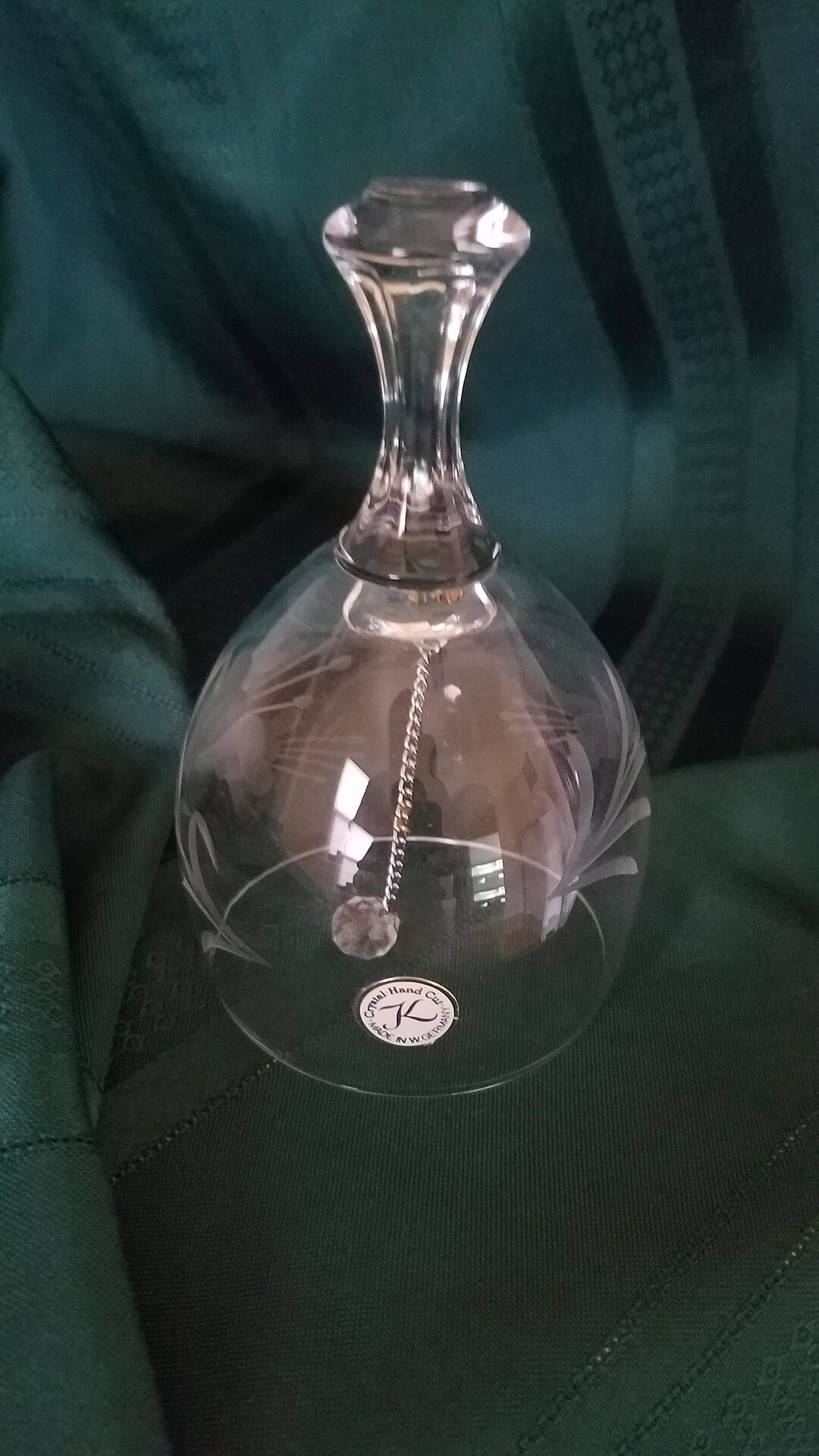 K Label Hand Cut Crystal Glass Bell Etched Flower Pattern - Etsy