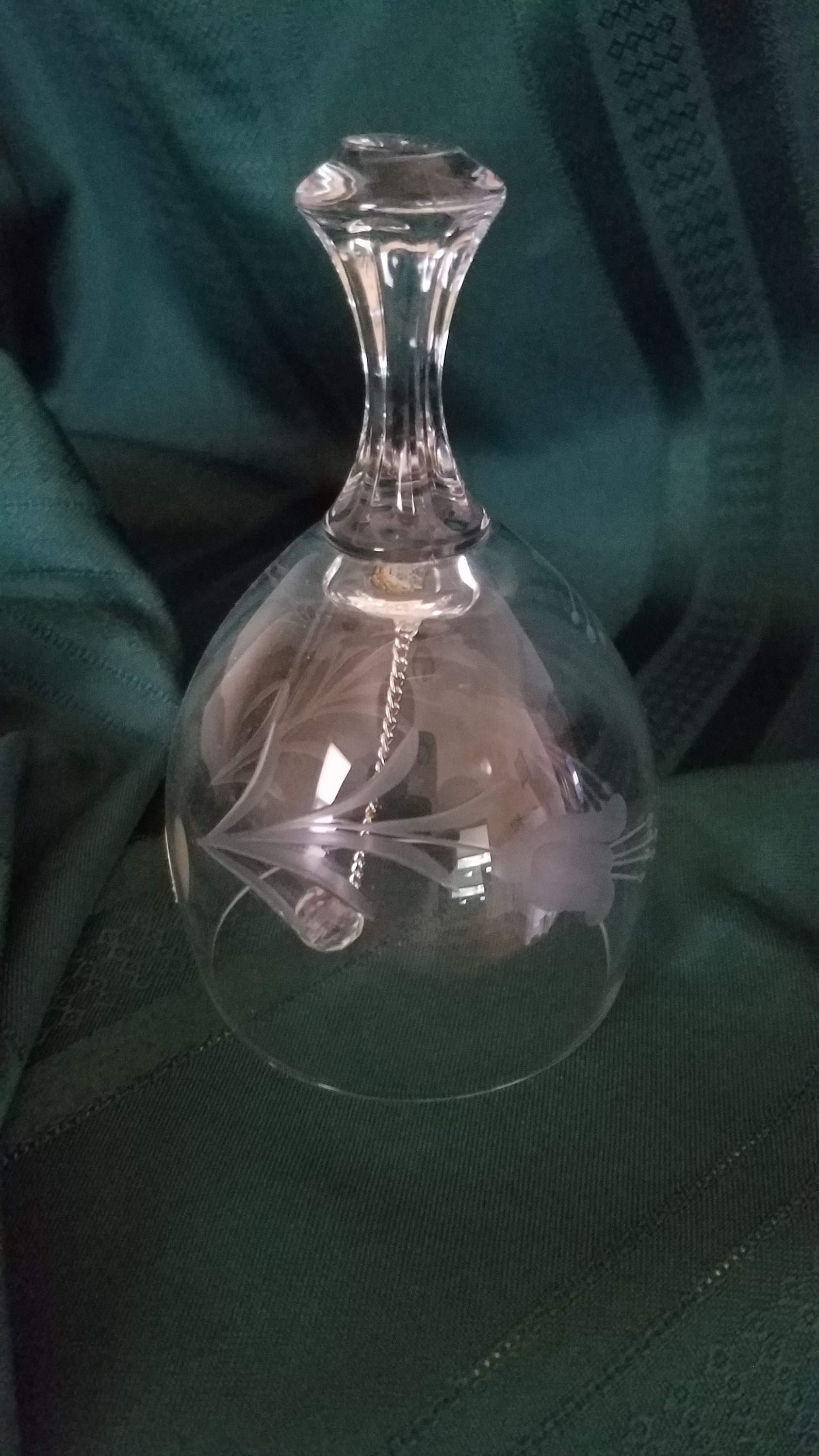 K Label Hand Cut Crystal Glass Bell Etched Flower Pattern - Etsy