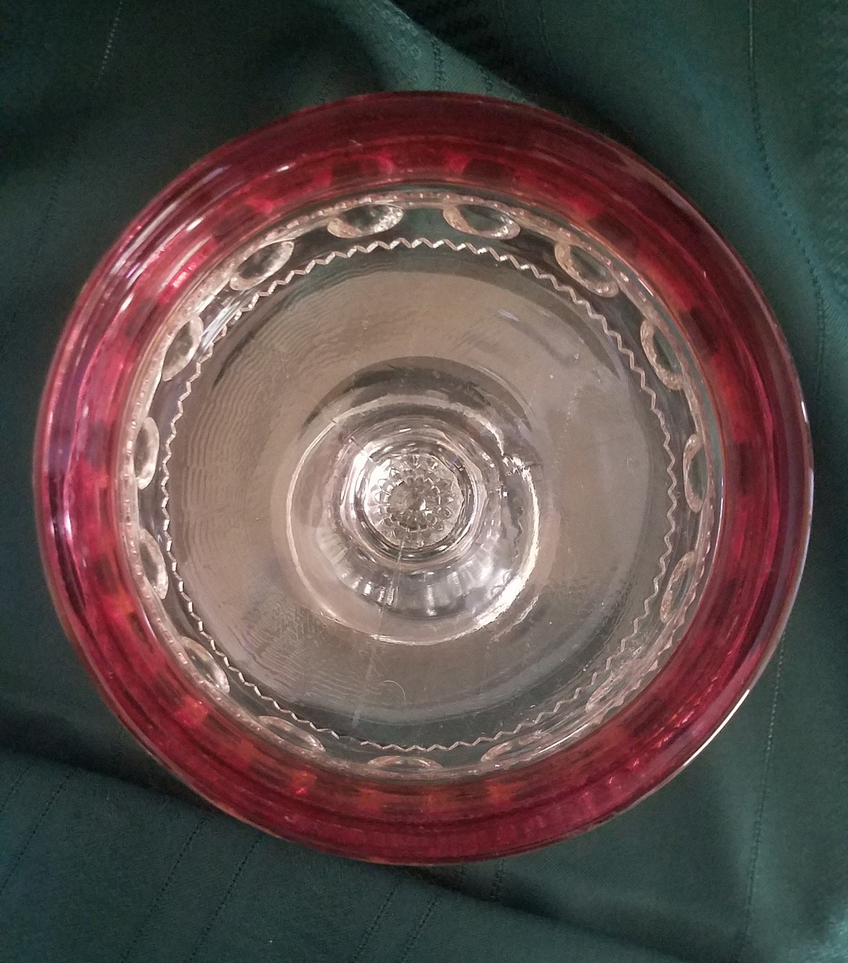 Vintage Tiffin Kings Crown Ruby Flash Thumbprint Compote - Etsy