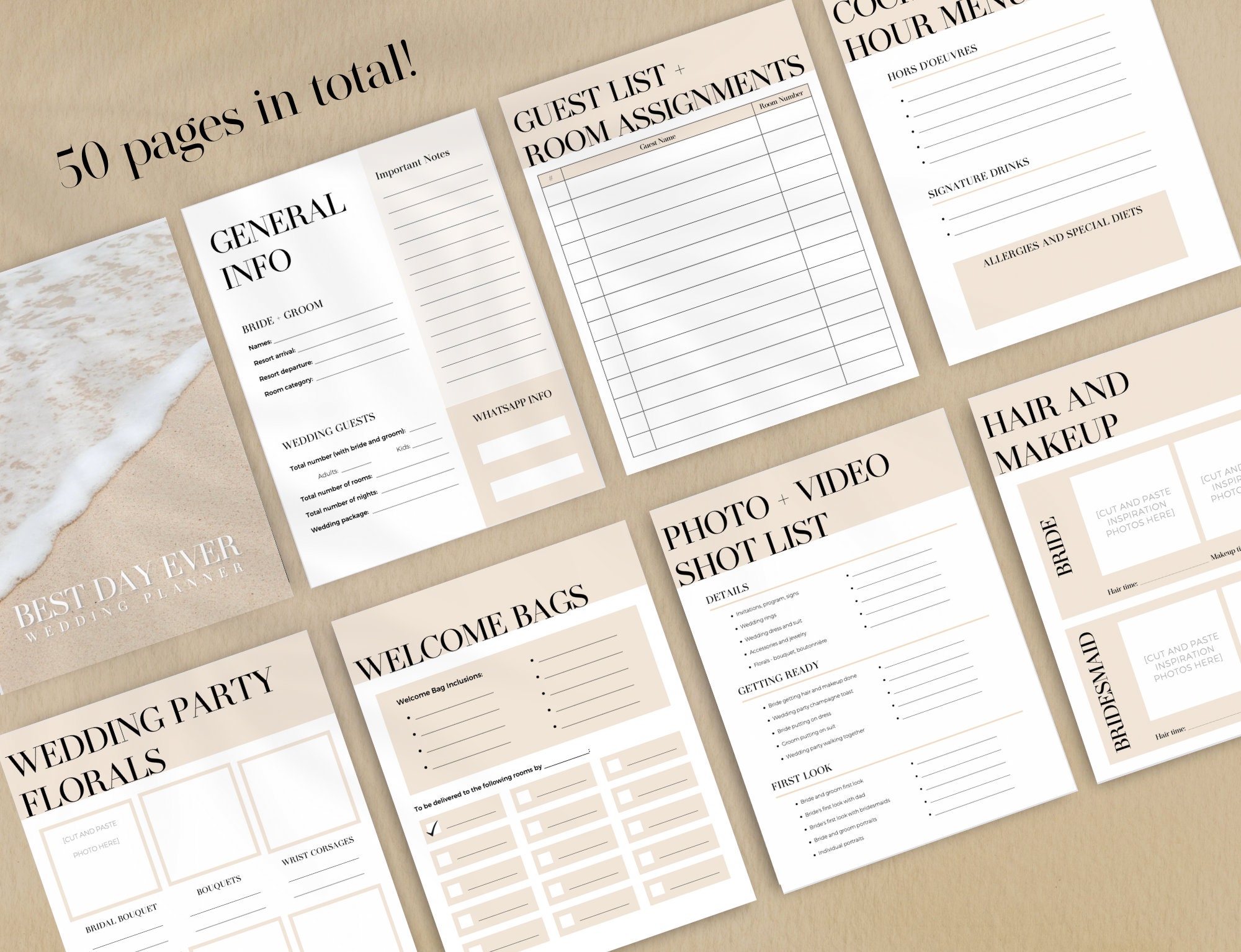PRINTABLE Destination Wedding Planner - Wedding Planning Binder - PDF ...