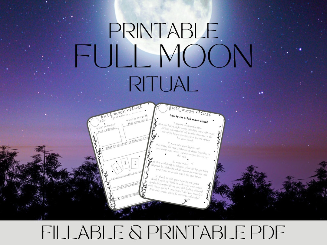 Full Moon Ritual PDF Fillable Printable Digital Download. Journaling ...