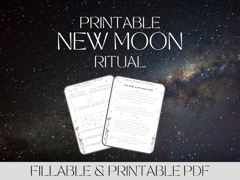 New Moon Ritual PDF Fillable Printable Digital Download. Journaling ...