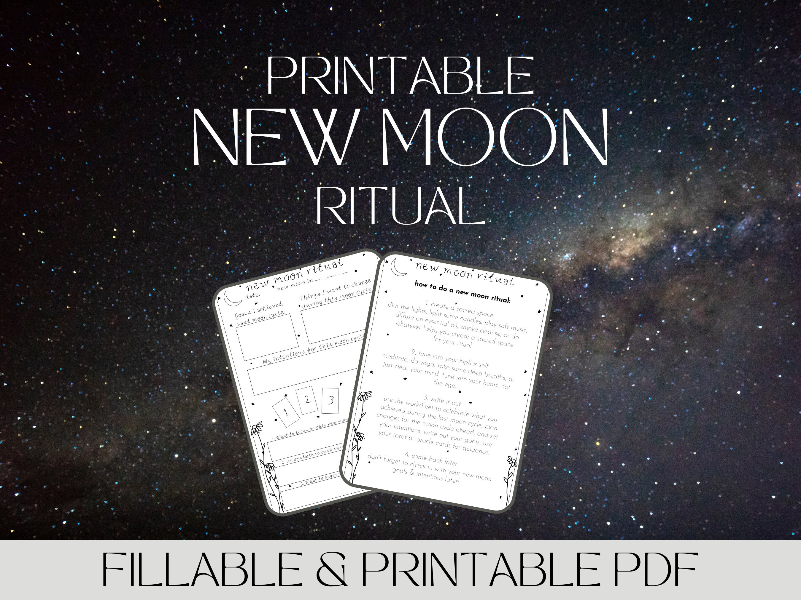 New Moon Ritual PDF Fillable Printable Digital Download. Journaling ...