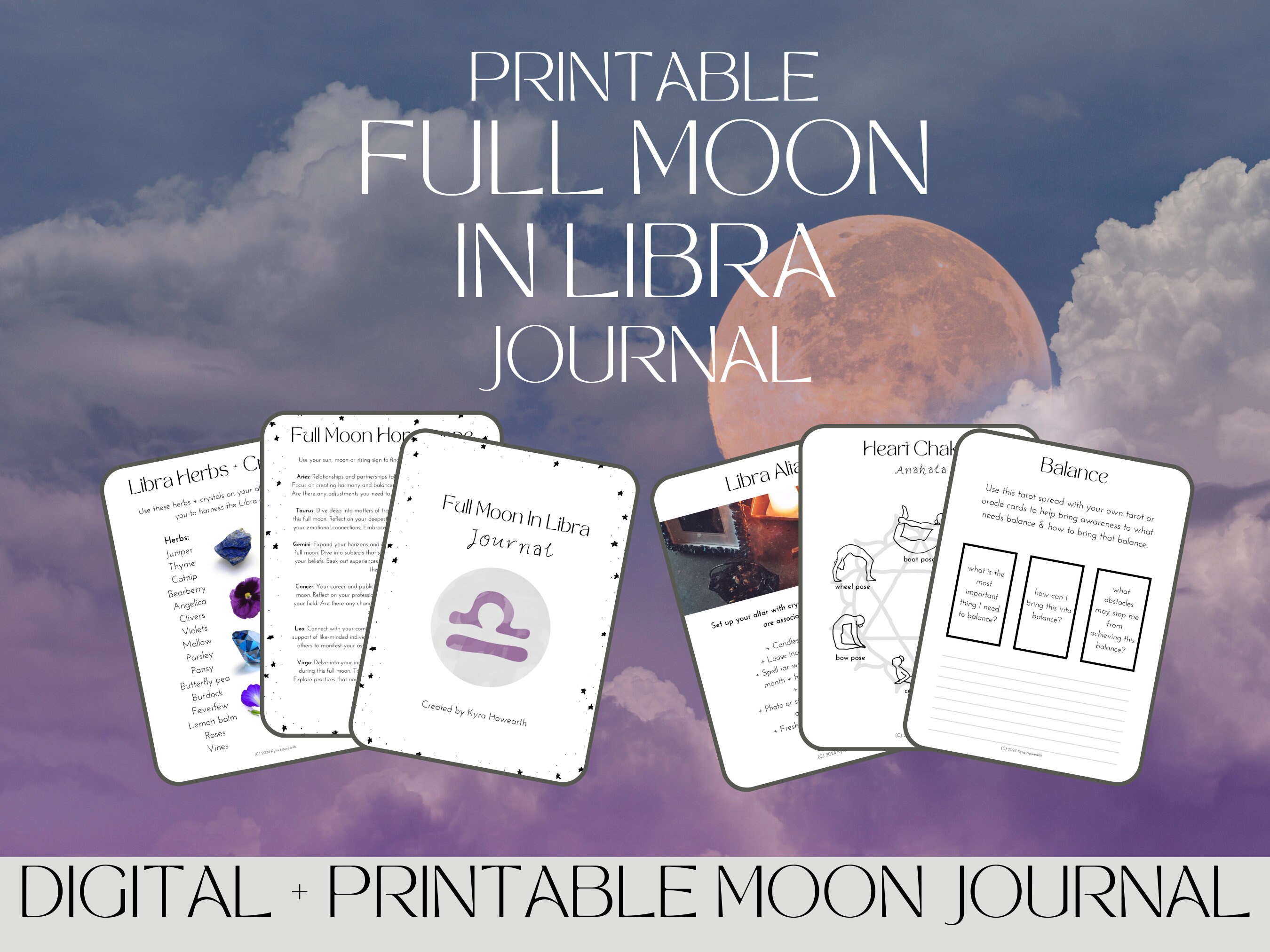 Full Moon in Libra Journal. Moon Manifesting Printable PDF - Etsy