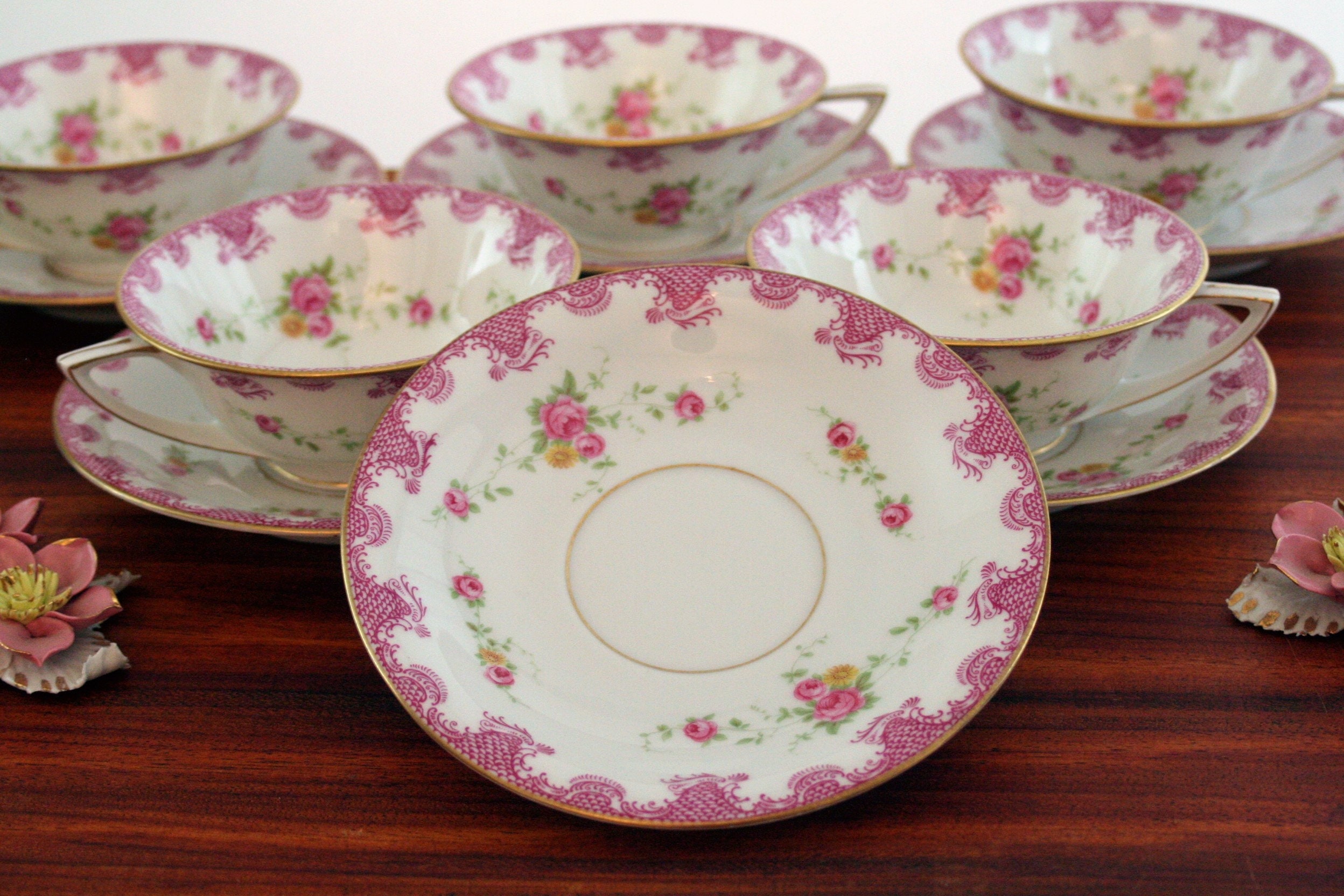 Vintage Rosenthal Selb-bavaria Tea Cups,pink Pattern With Pink Roses ...