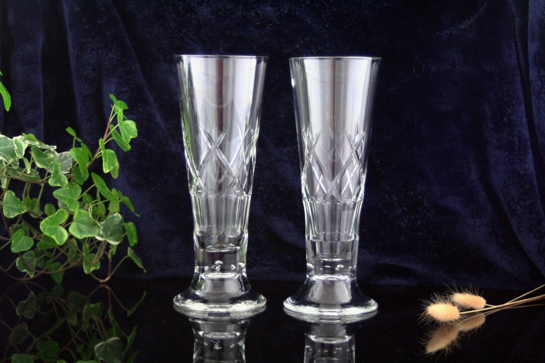 Norwegian Hadeland Crystal Glasses Pair C.1930s – Bubble Base - Etsy