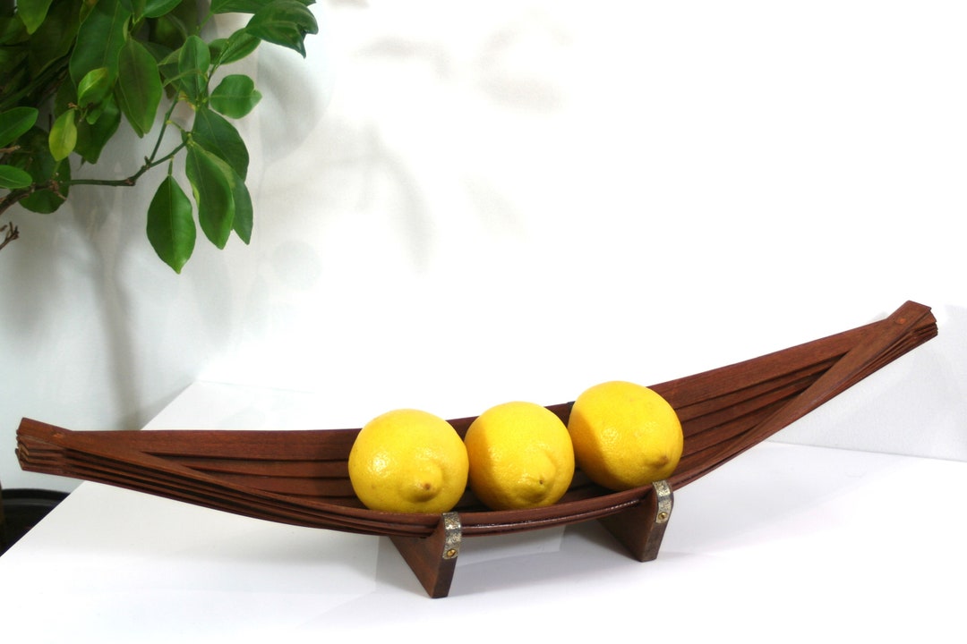 Vintage Charm: 1970s Teak Wood Canoe Bowl, Elevate Your Décor With This ...