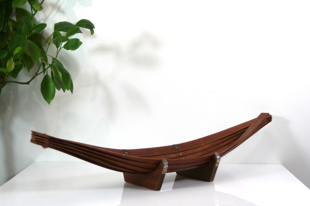 Vintage Charm: 1970s Teak Wood Canoe Bowl, Elevate Your Décor With This ...