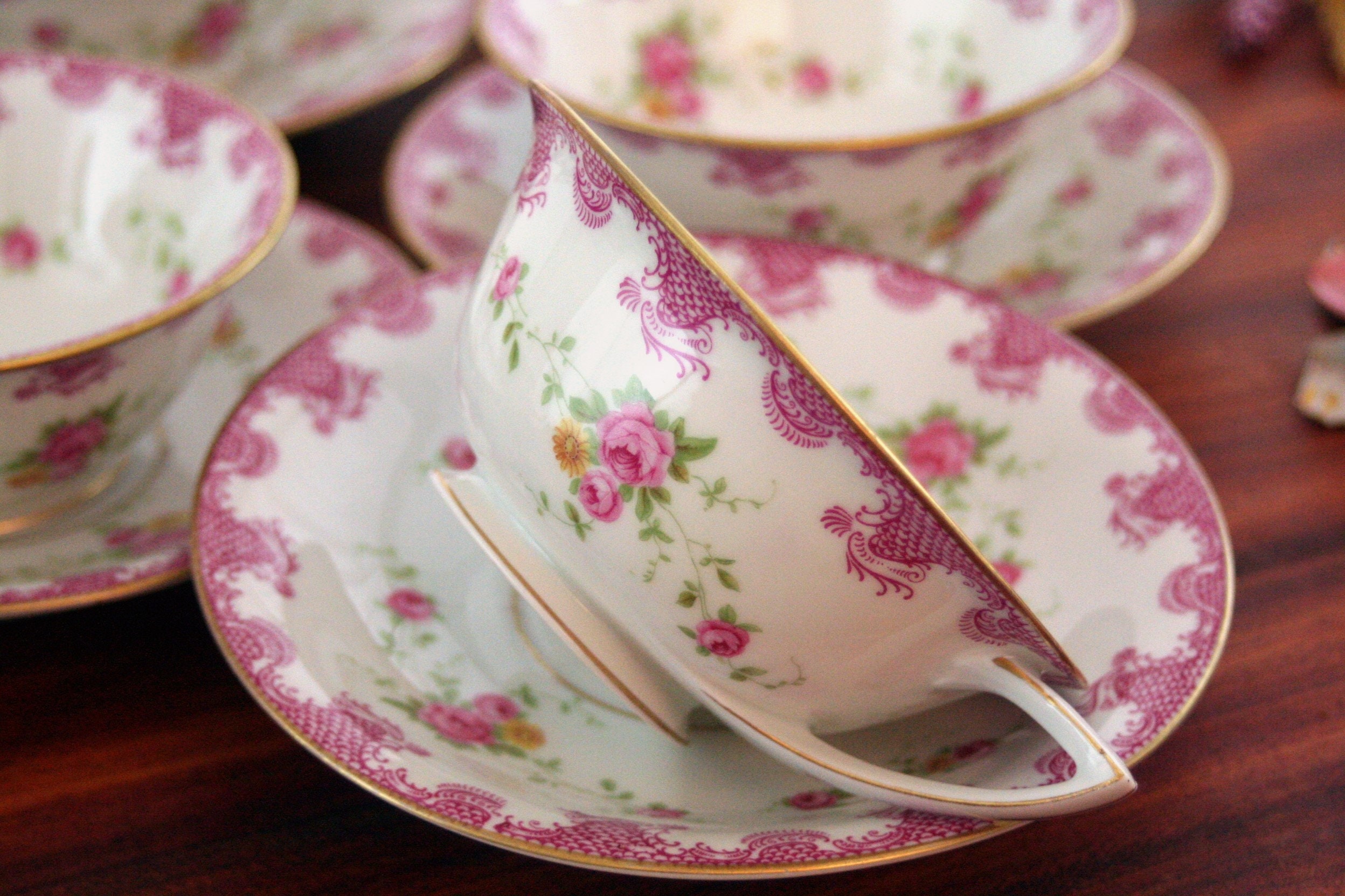 Vintage Rosenthal Selb-bavaria Tea Cups,pink Pattern With Pink Roses ...