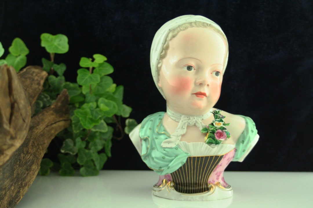Meissen Figurine, Bust of Bourbon Child, 1850's Blue Crossed Swords ...