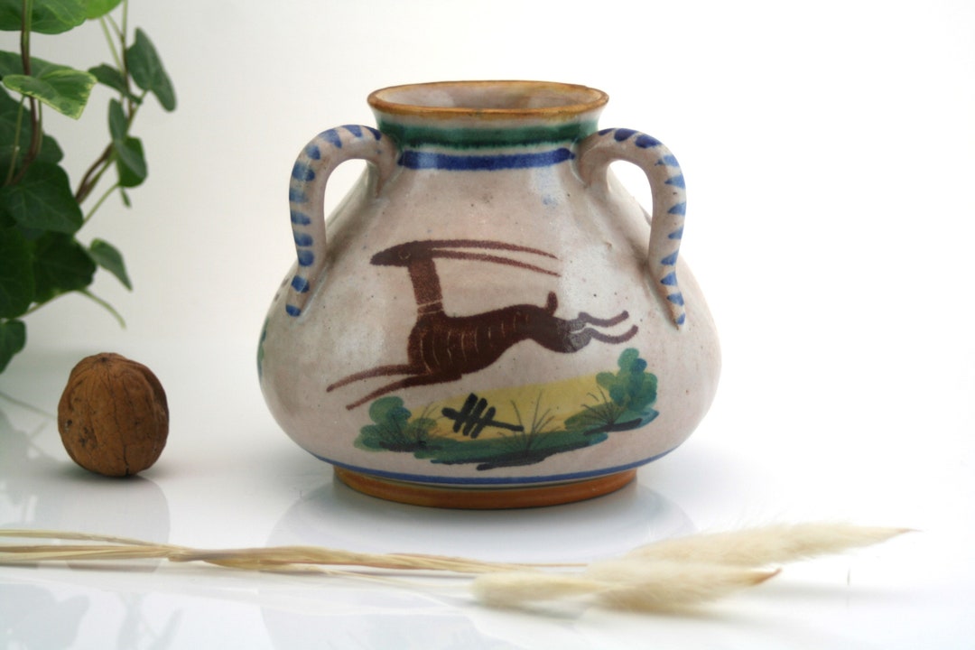 GG Pottery - Giovanni Galligani, Petite Vase With Enchanting Gazelle ...