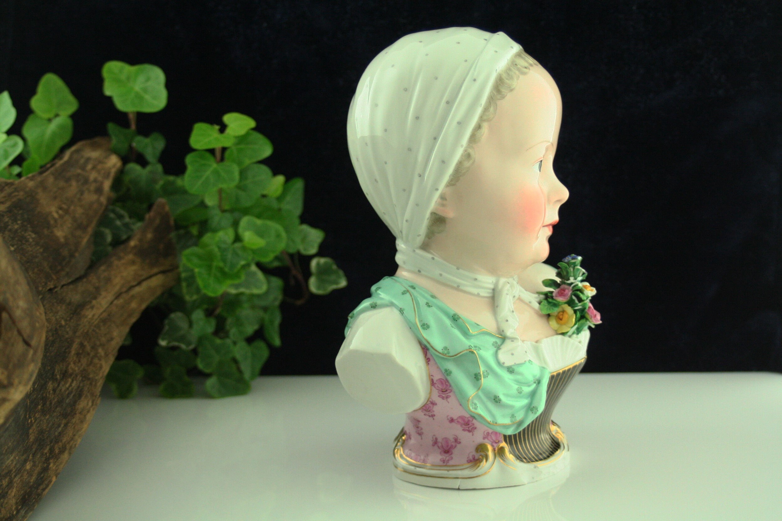 Meissen Figurine, Bust of Bourbon Child, 1850's Blue Crossed Swords ...