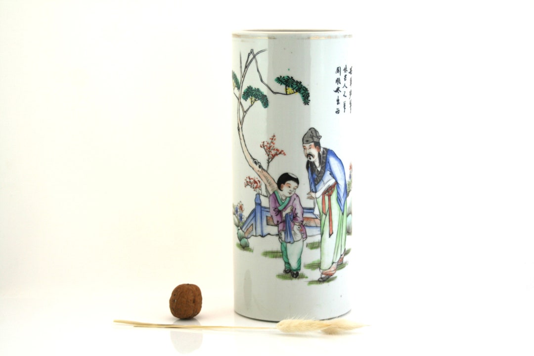 Republic Period Chinese Porcelain, Prush Pot, Pensil Vase, Intricate ...