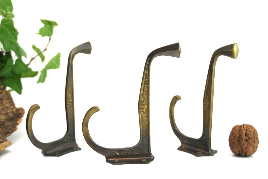 Elegant Art Deco Style Brass Coat Hooks With Right-angled Design and ...