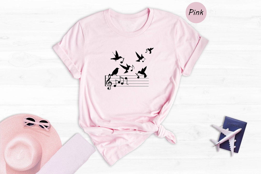 Musical Notes and Birds Shirt, Bird and Music Lover T-shirt, Funny ...