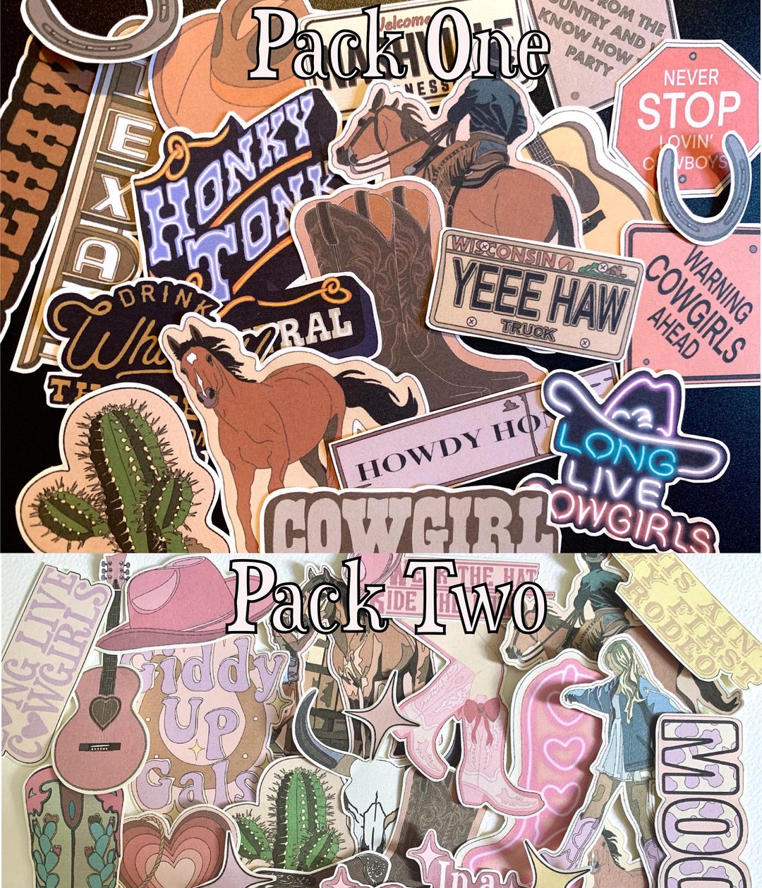 Cowboy Cowgirl Western Illustrated Stickers and Sticker Pack journaling ...
