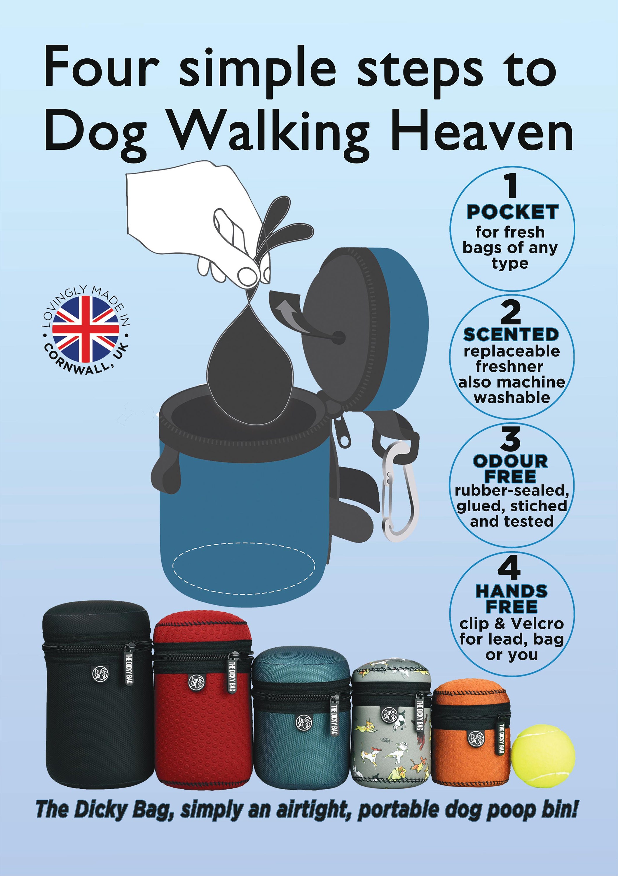 Dicky Bag-neoskin Material: A Hands Free, Odour Proof, Dog Poo Bag ...