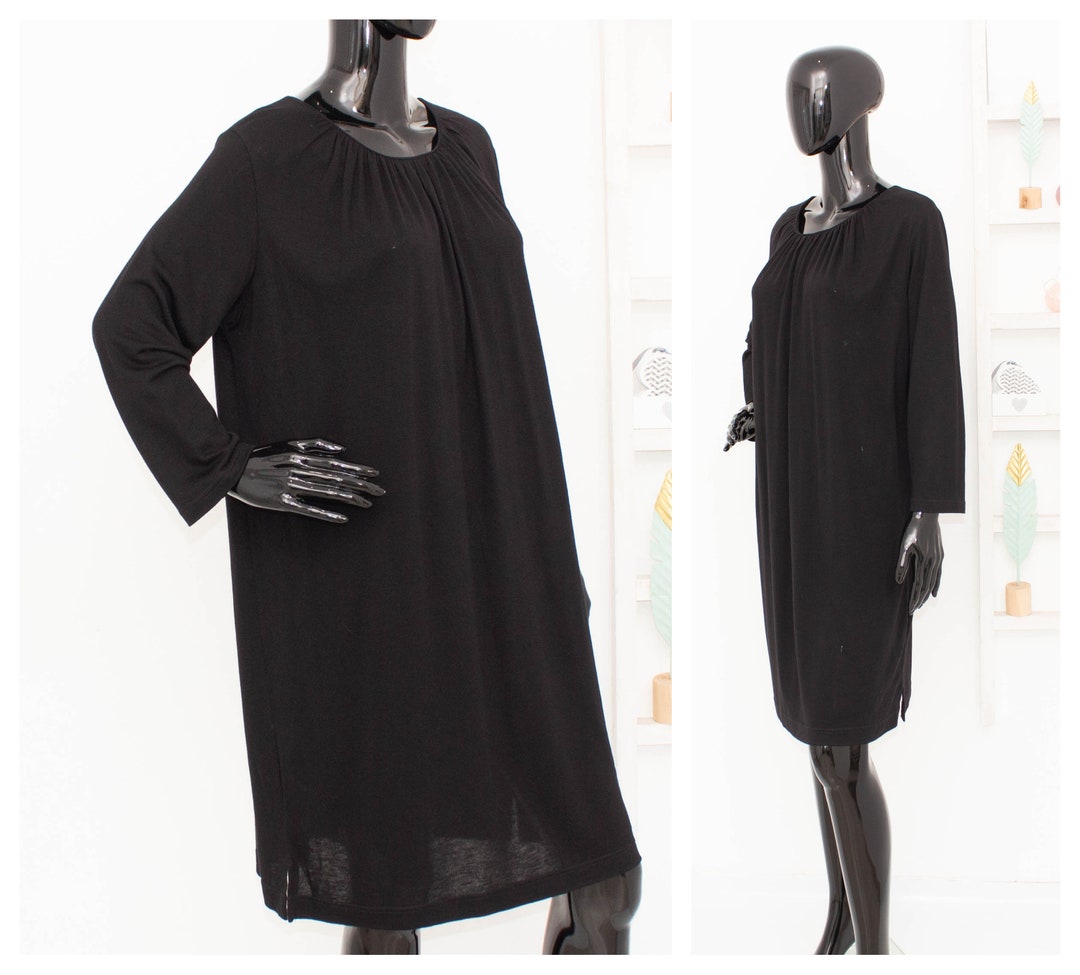 MARIMEKKO Black Dress Chary Westberg Women's Lyocell Wool Pleated Loose ...