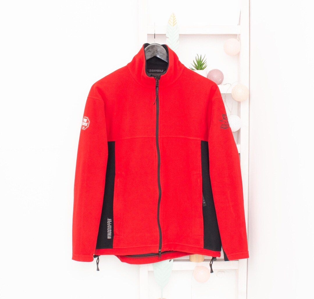Norrona Svalbard Windstopper Jacket Fleece Men's Full Zip Red Vintage ...