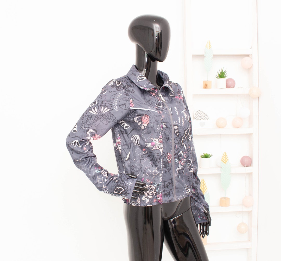 ODD MOLLY Jacket Bomber Satin Floral Butterflies Activewear Windstopper ...