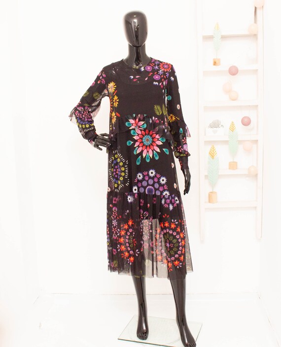 Desigual Midi Dress Mesh Tulle Mandala Floral Pattern… - Gem