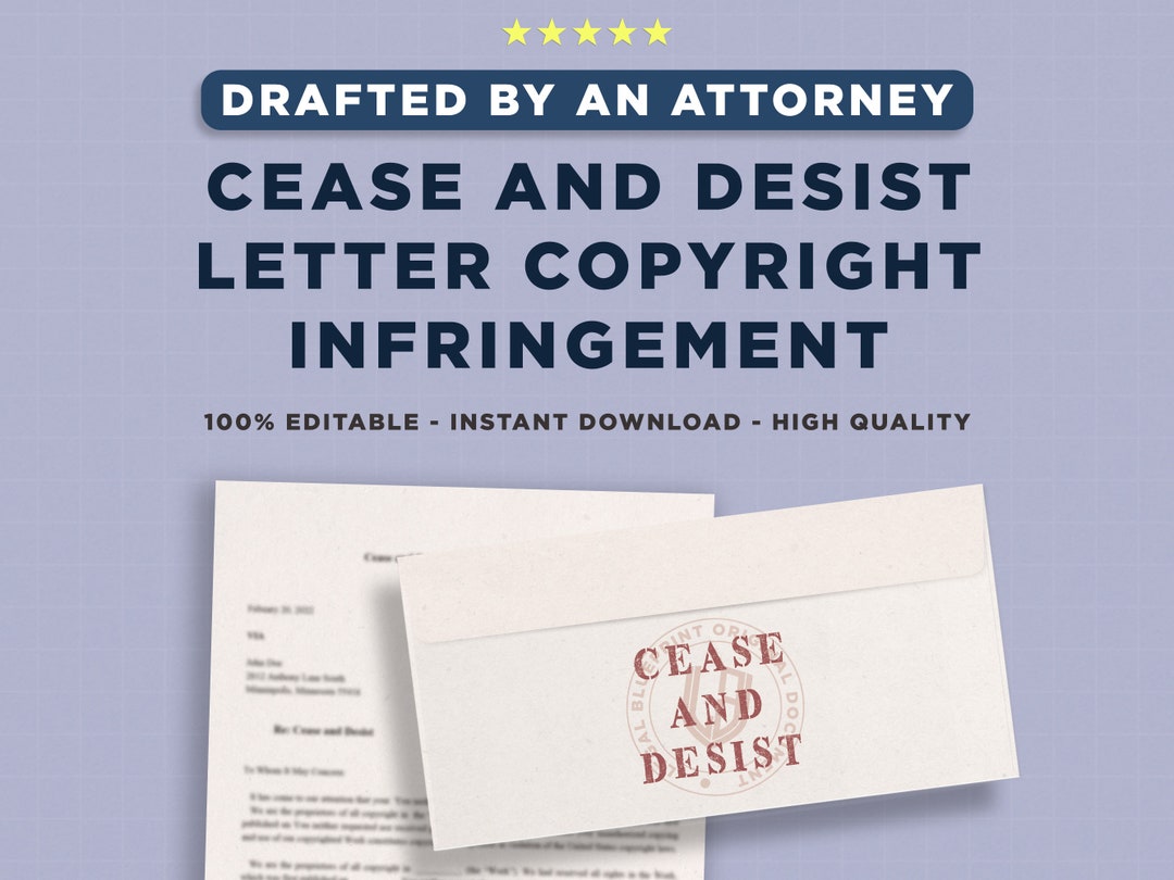 Cease and Desist Letter – Copyright Infringement PRINTABLE and EDITABLE ...