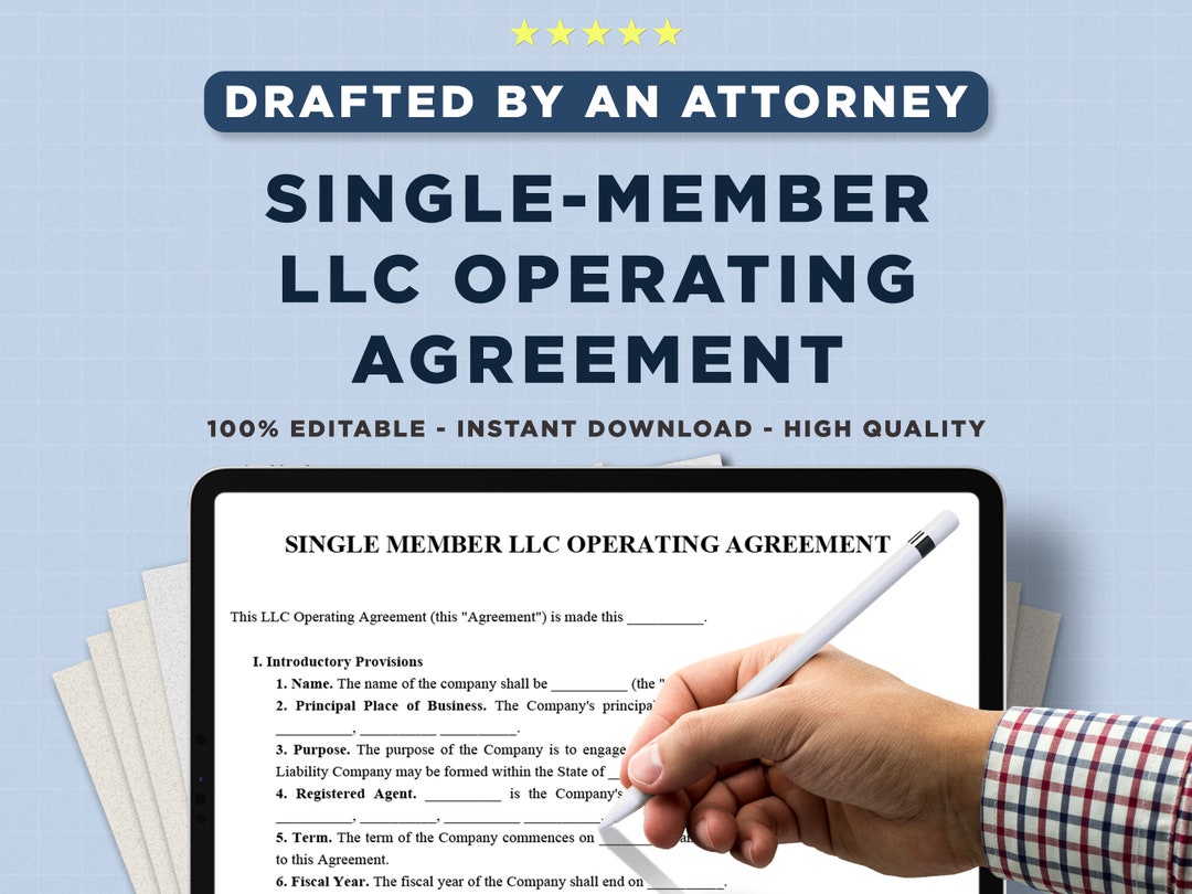 Single-member Limited Liability Company Operating Agreement PRINTABLE ...